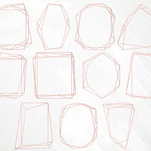 Rose Gold Crystal Frames Clipart, Rose Gold Geometric Frames Clip Art ...