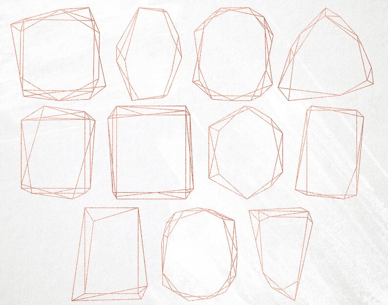 Rose Gold Crystal Frames Clipart, Rose Gold Geometric Frames Clip Art ...
