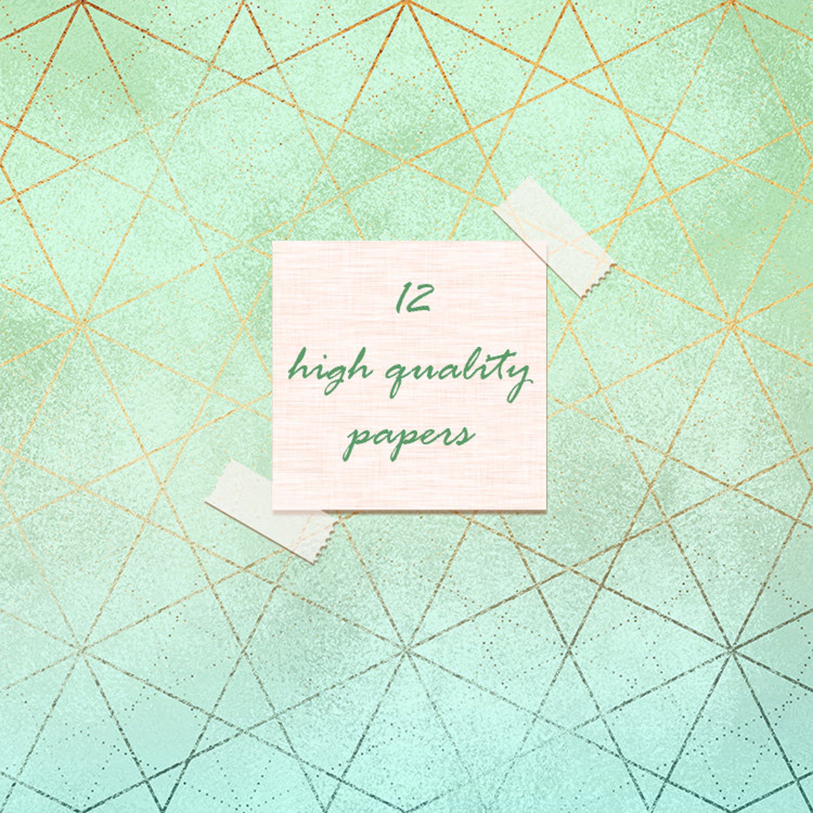 Mint Gold Digital Paper Clipart Mint Green Mint Wallpaper - Etsy