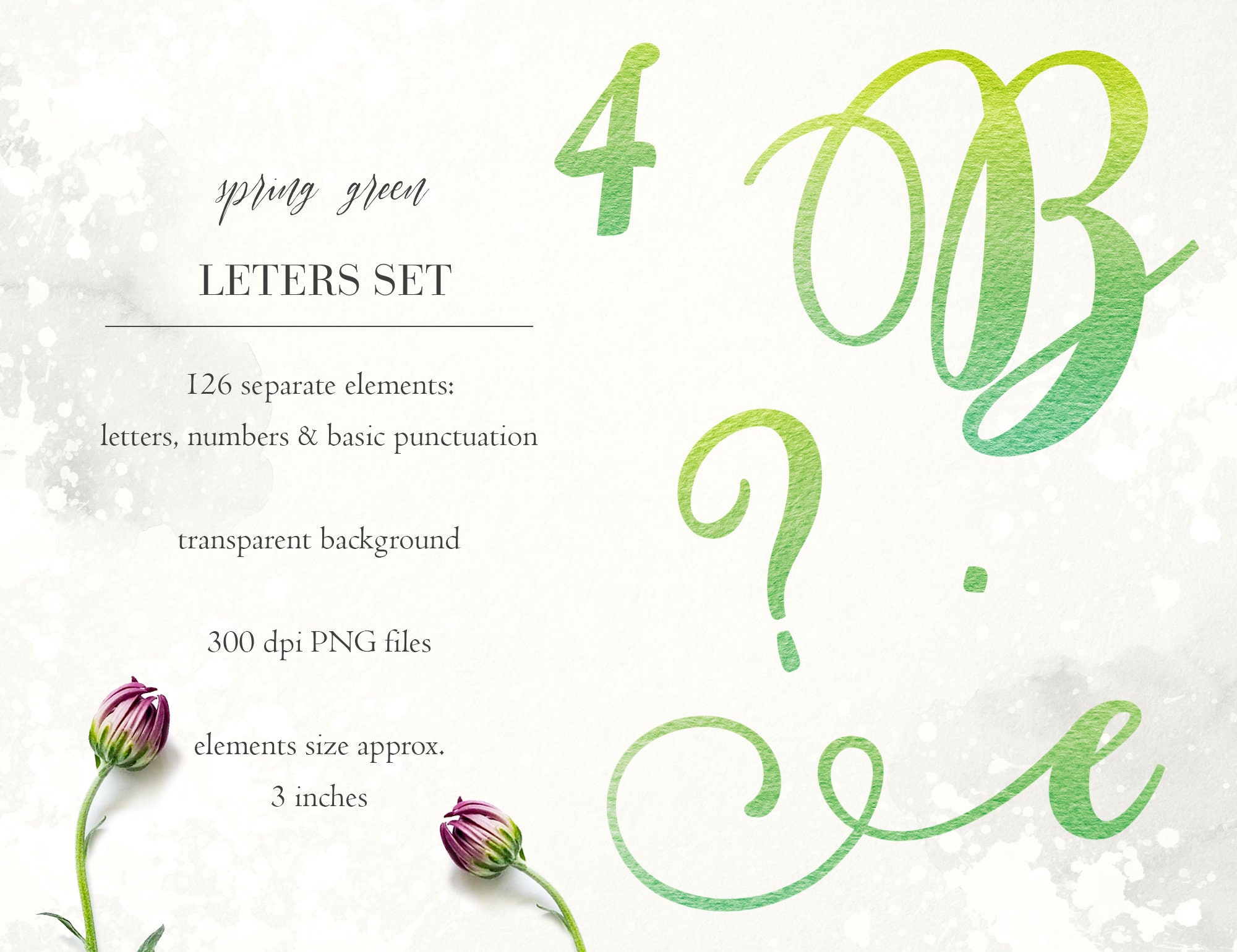 Watercolor Letters Clipart Green Watercolor Alphabet Spring - Etsy Canada