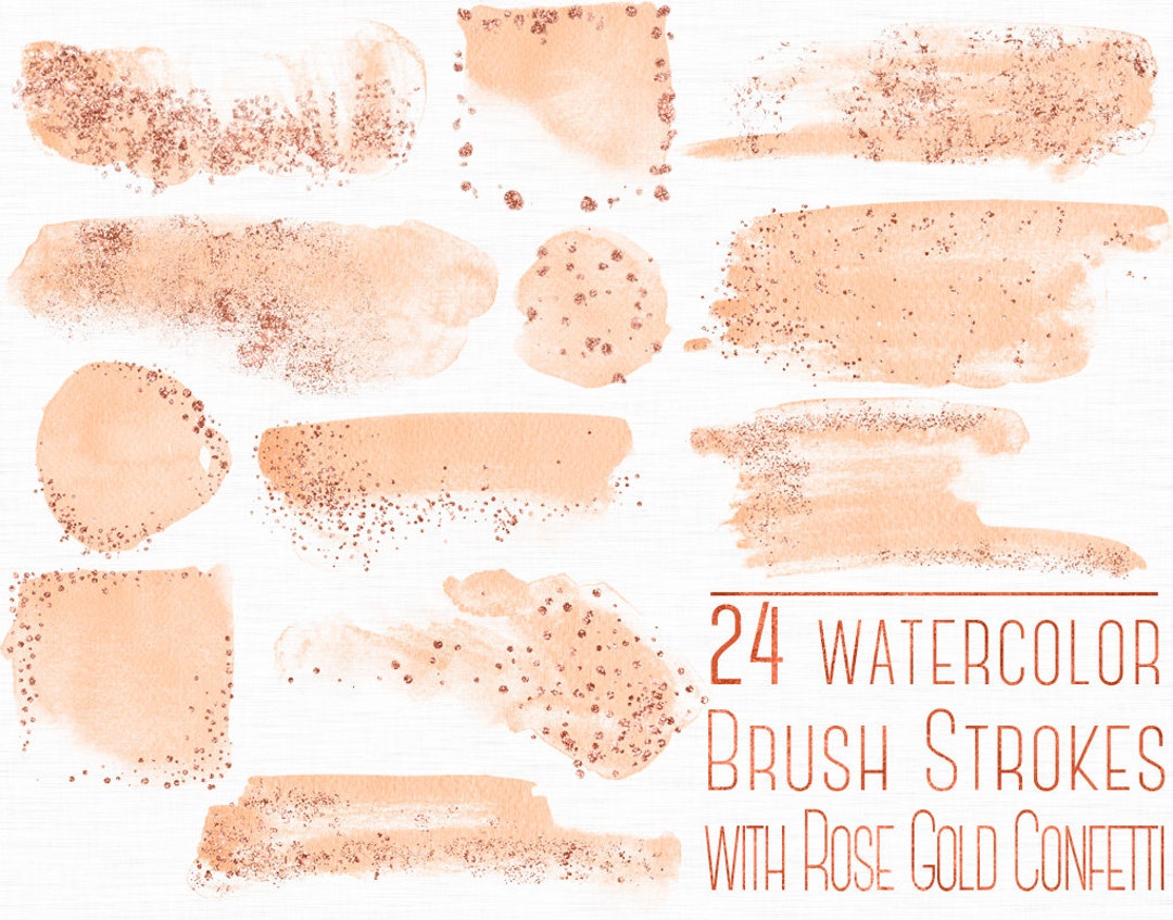 Brush Strokes With Rose Gold Confetti, Rose Gold Design Elements ...