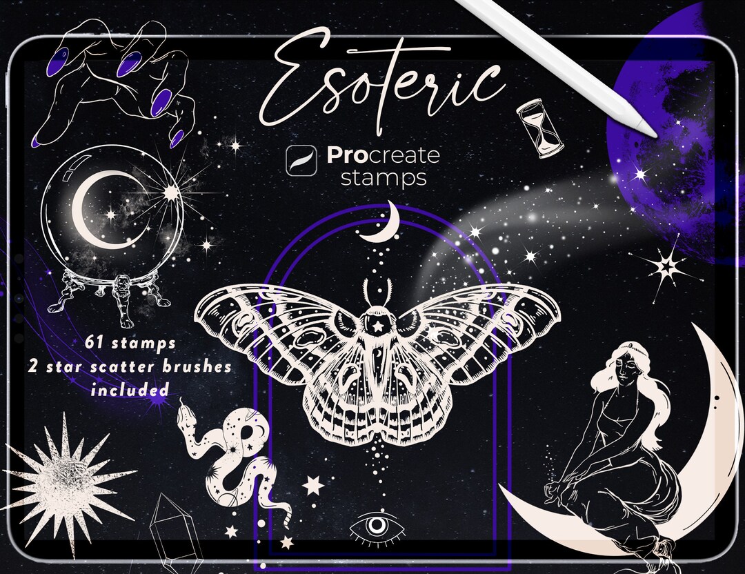 Procreate Esoteric Stamps: Moon Phases, Stars (brushset) - Etsy
