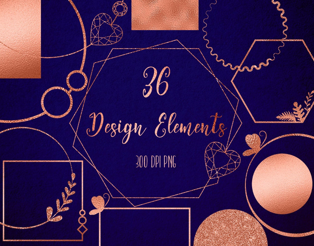 Rose Gold Design Elements Clipart,logo,banner,rose Gold Glitter ...