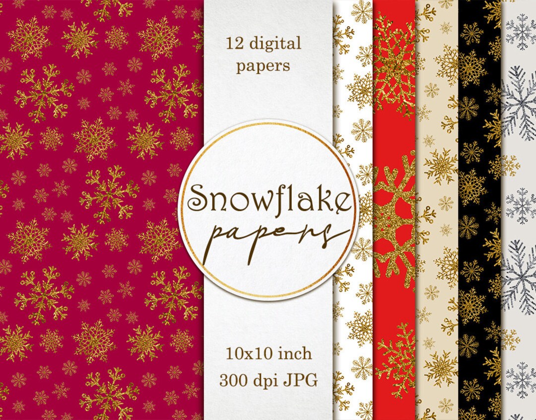 Snowflake Digital Paper Clipart, Christmas Paper Pack, Christmas ...
