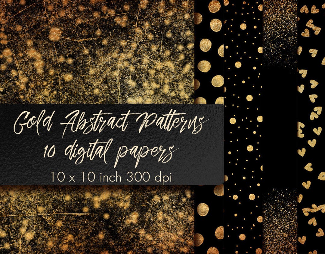 Gold Abstract Paper Pack, Gold Textures, Gold Background, Printable ...