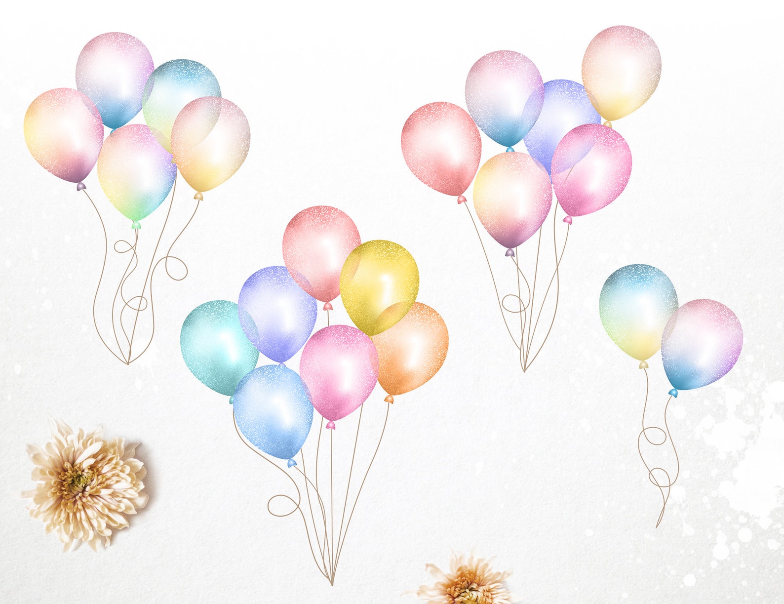 Rainbow Balloons Clipart Colorful Balloons Clip Art Balloon - Etsy
