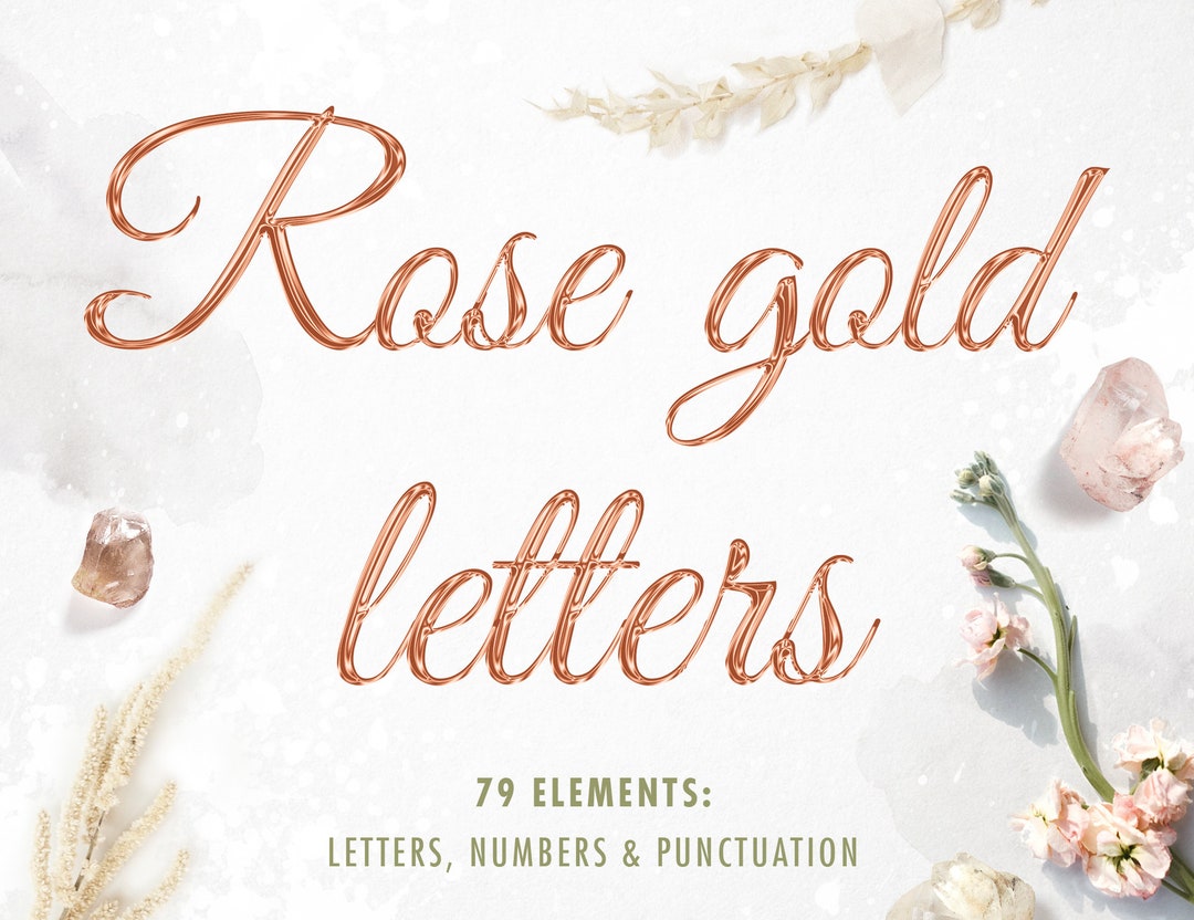Rose Gold Letters Clipart, Rose Gold Alphabet, Liquid Font Clip Art ...