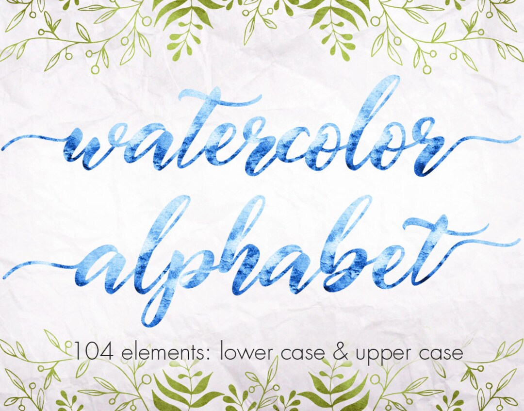 Buy 3 Pay for 2, Blue Watercolor Alphabet Clipart, Watercolor Letters ...