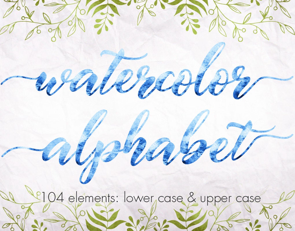 Buy 3 pay for 2 Blue watercolor alphabet clipart Watercolor | Etsy
