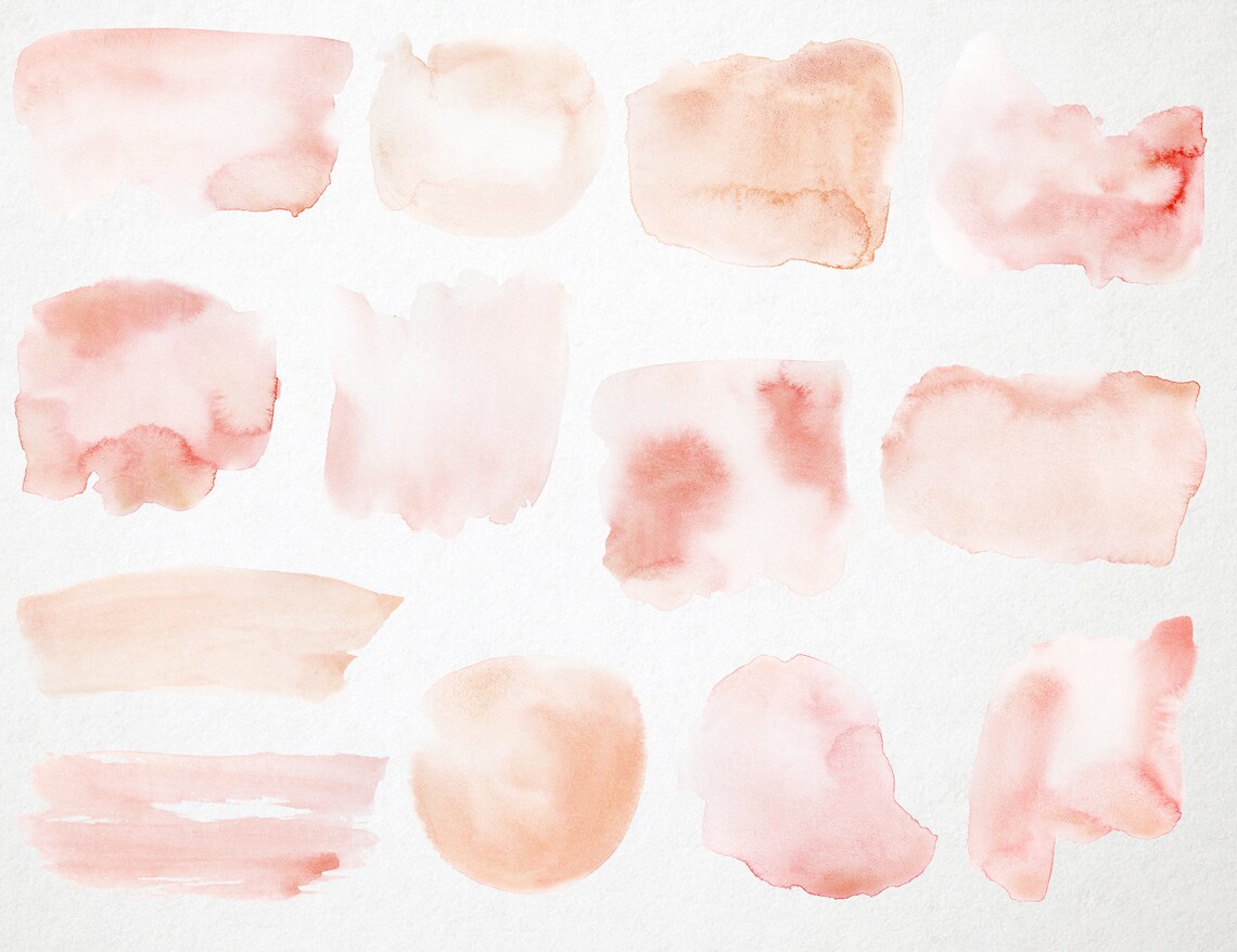Blush watercolor shapes on transparent background Watercolor | Etsy