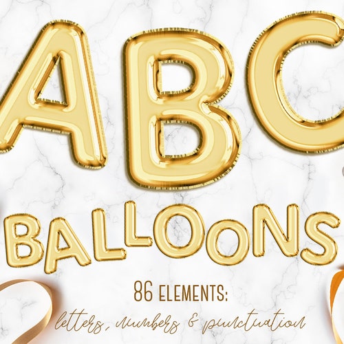 Gold Foil Balloon Alphabet Clip Art Digital Instant Download - Etsy