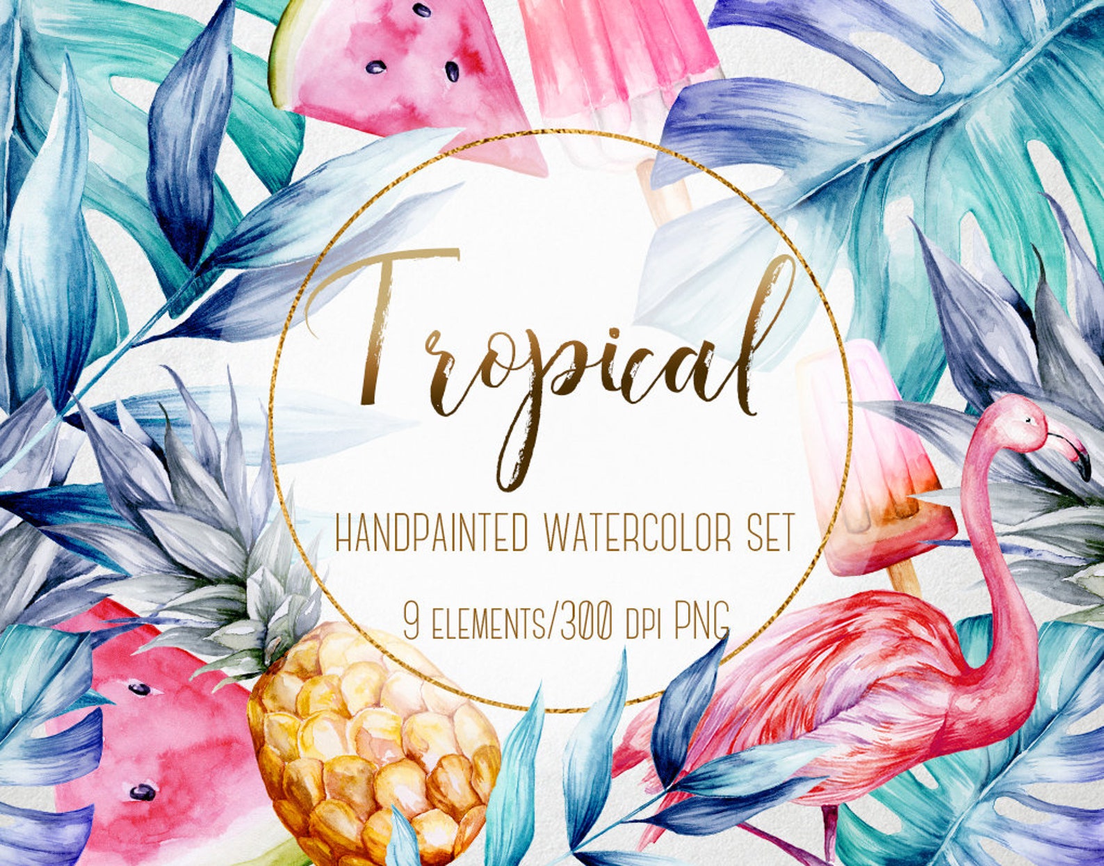 Watercolor Tropical Clipart Hand Drawn Watercolor Fruits Ice - Etsy
