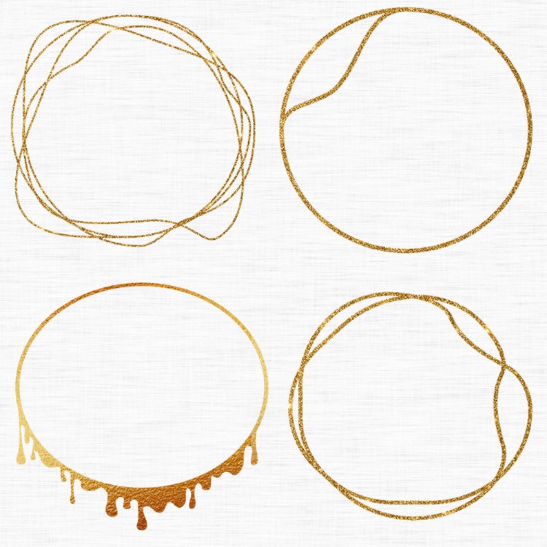 Gold Round Frames Clipart Gold Circles Clipart Circle Frame - Etsy