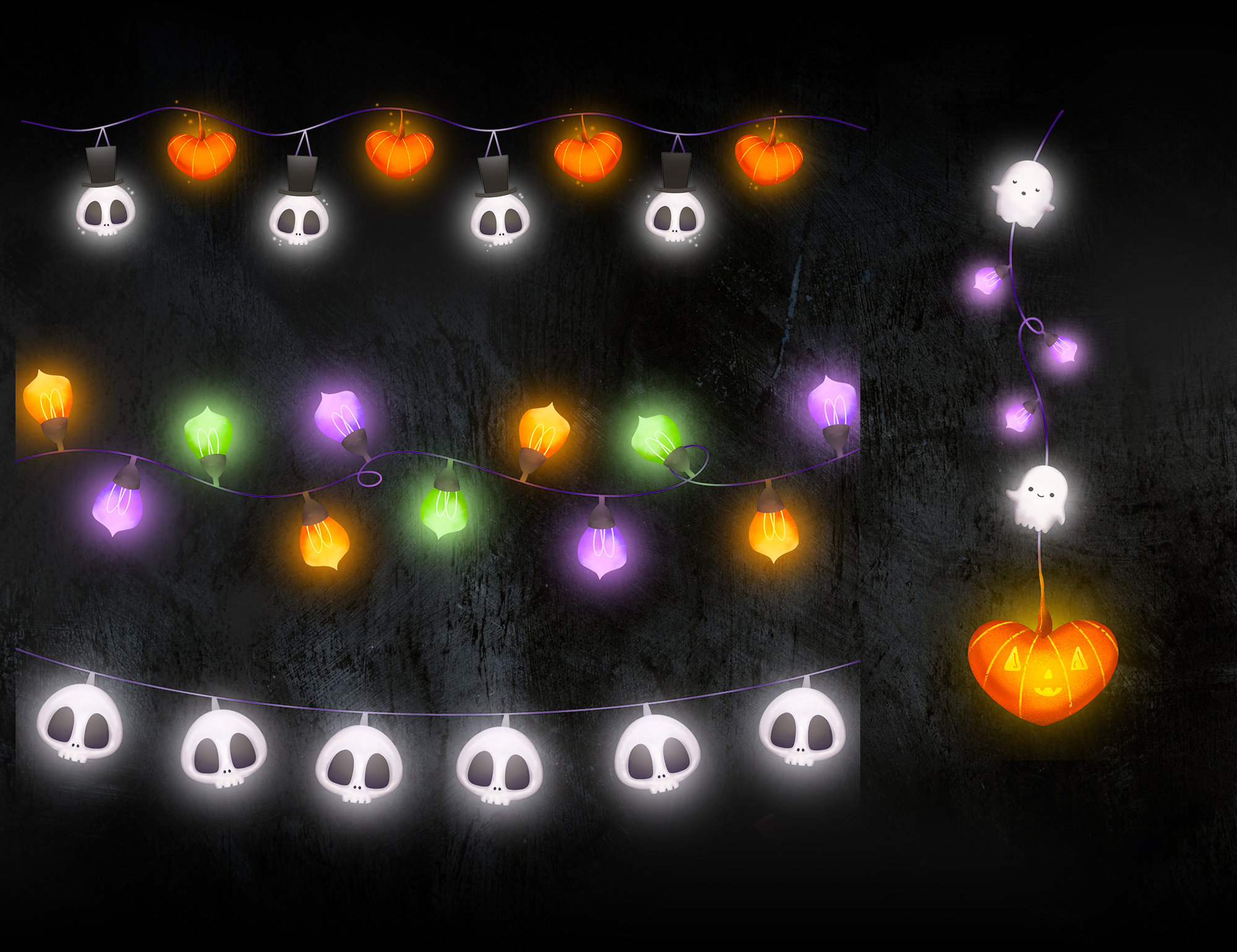 Halloween String Lights Clipart Pumpkin Lanterns Halloween - Etsy