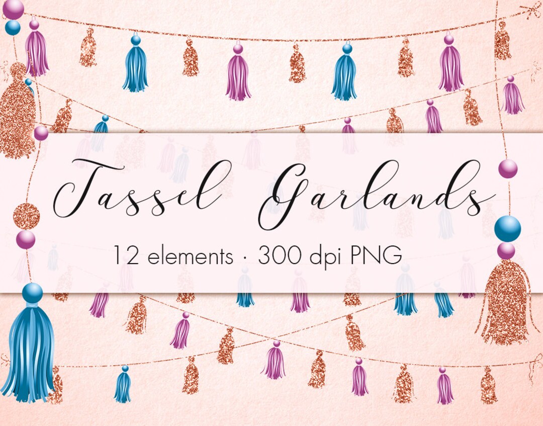 Rose Gold Tassel Garlands Clipart, String Tassel Garlands Clip Art ...