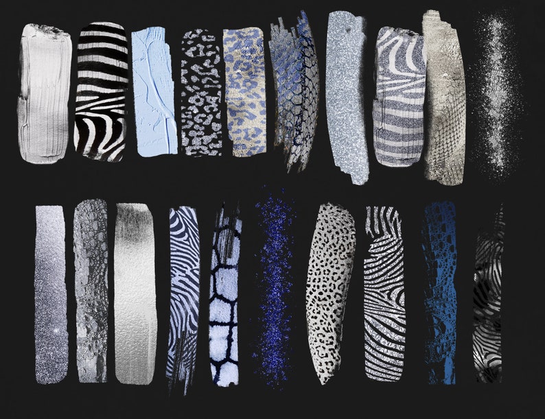 Safari Brush Strokes Clipart Silver Zebra Cheetah Paint - Etsy
