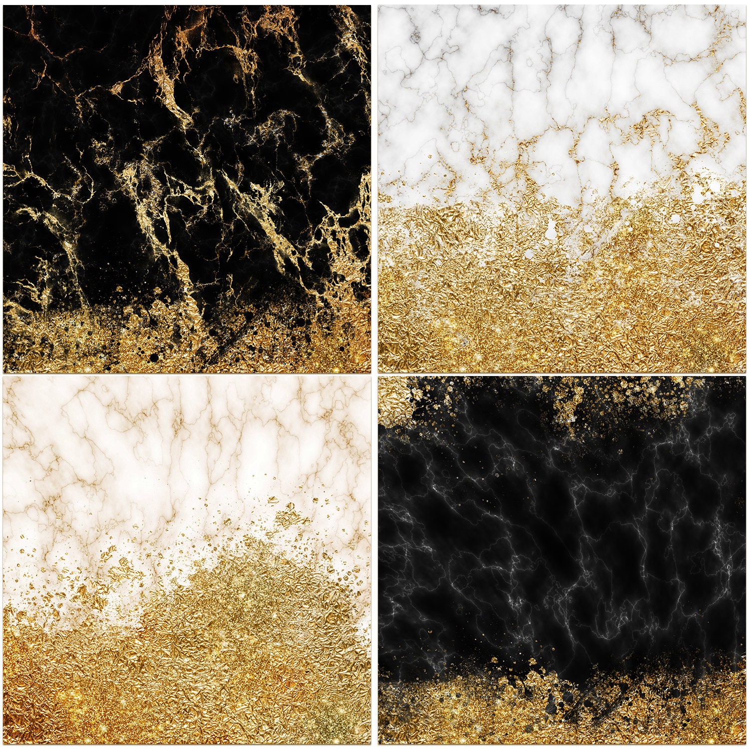 Gold and Marble Digital Paper, Paper Pack, Gold and Black Papers, Gold ...