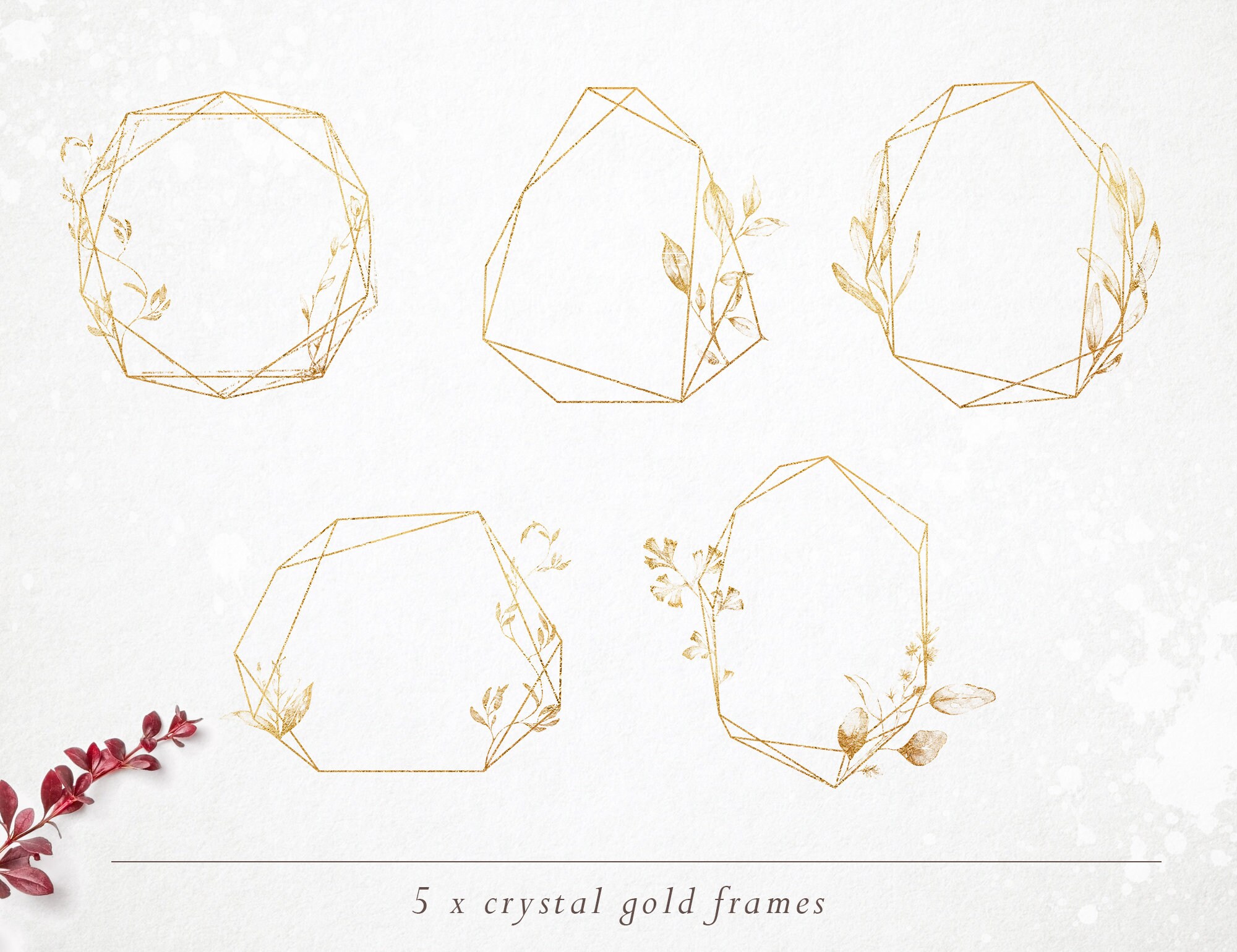 Gold Crystal Frames Gold Floral Frames Clipart Frame | Etsy