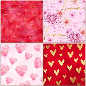 Love Digital Papers, Heart Digital Paper Clipart, Romantic Paper, Red ...