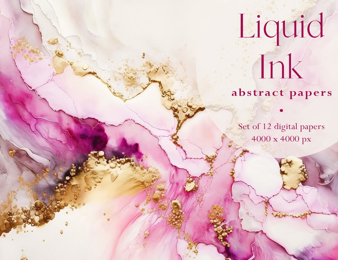 Pink and Gold Alcohol Ink Backgrounds: Abstract Digital Paper (JPG) - Etsy