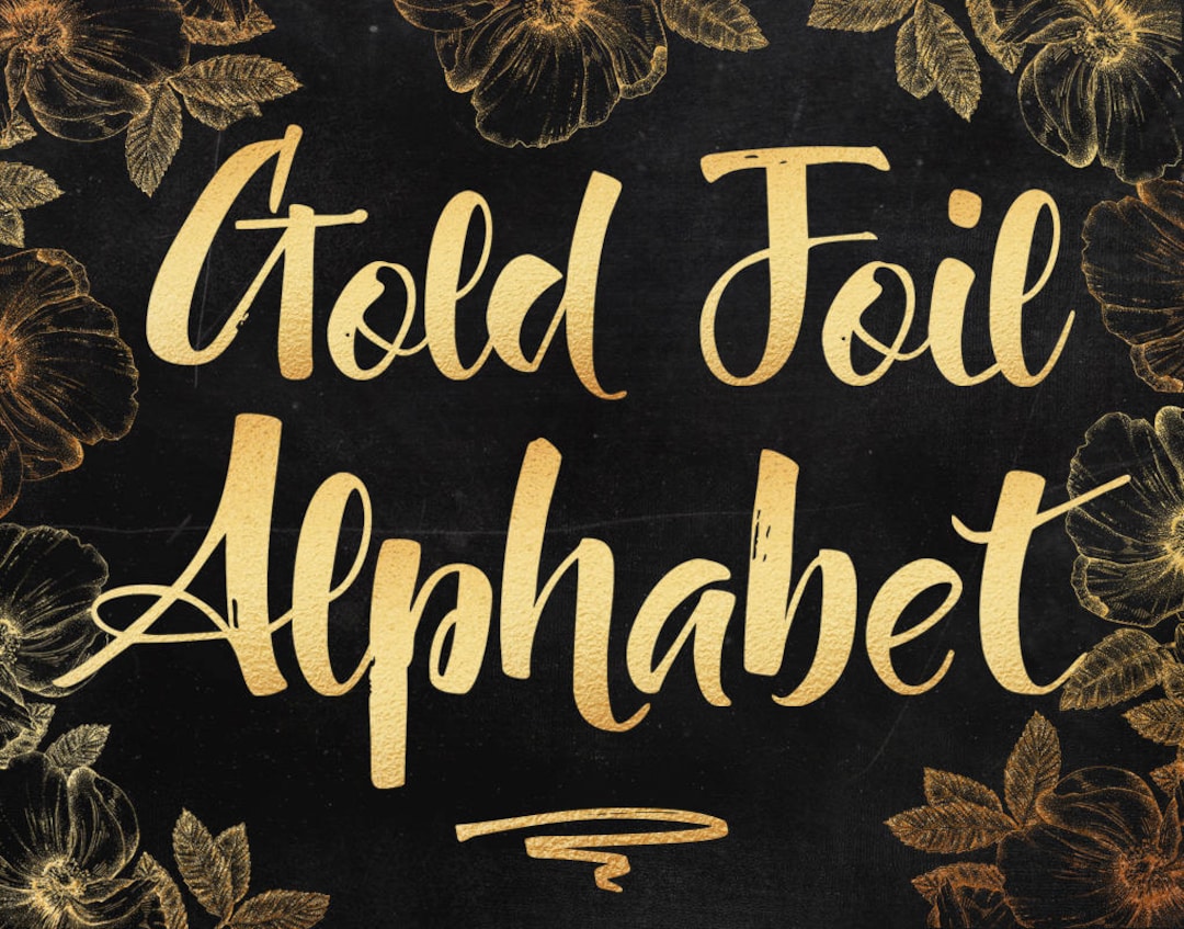 Gold Alphabet Clip Art, Gold Foil Alphabet, Gold Letters, Gold Numbers ...