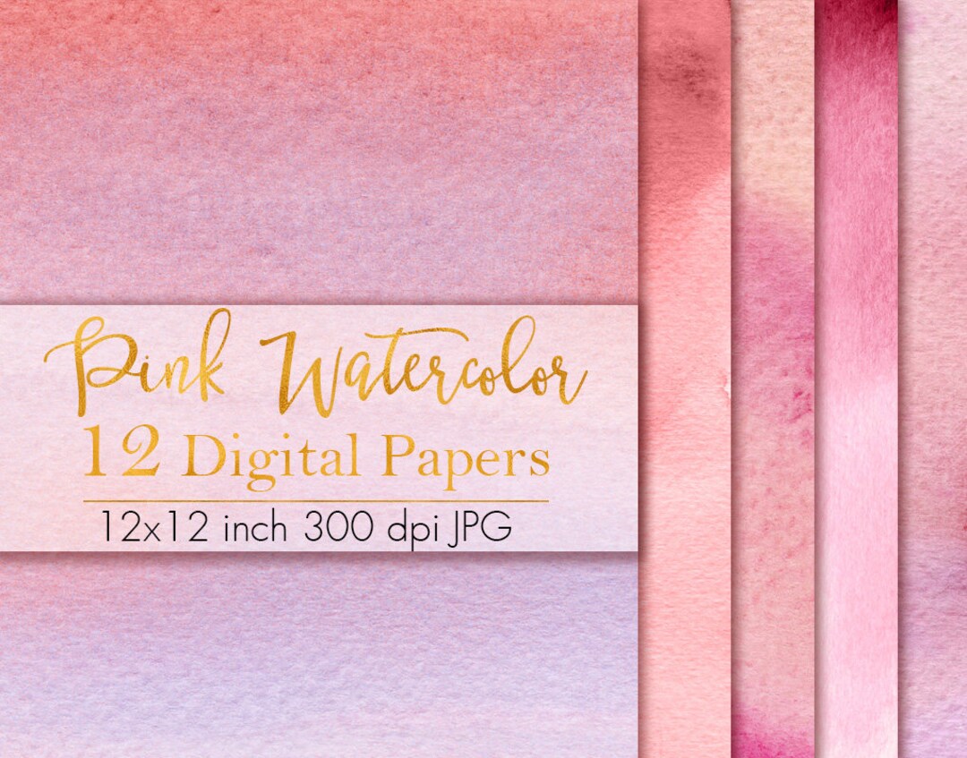 Pink Watercolor Digital Paper, Real Watercolor Texture, Watercolor ...