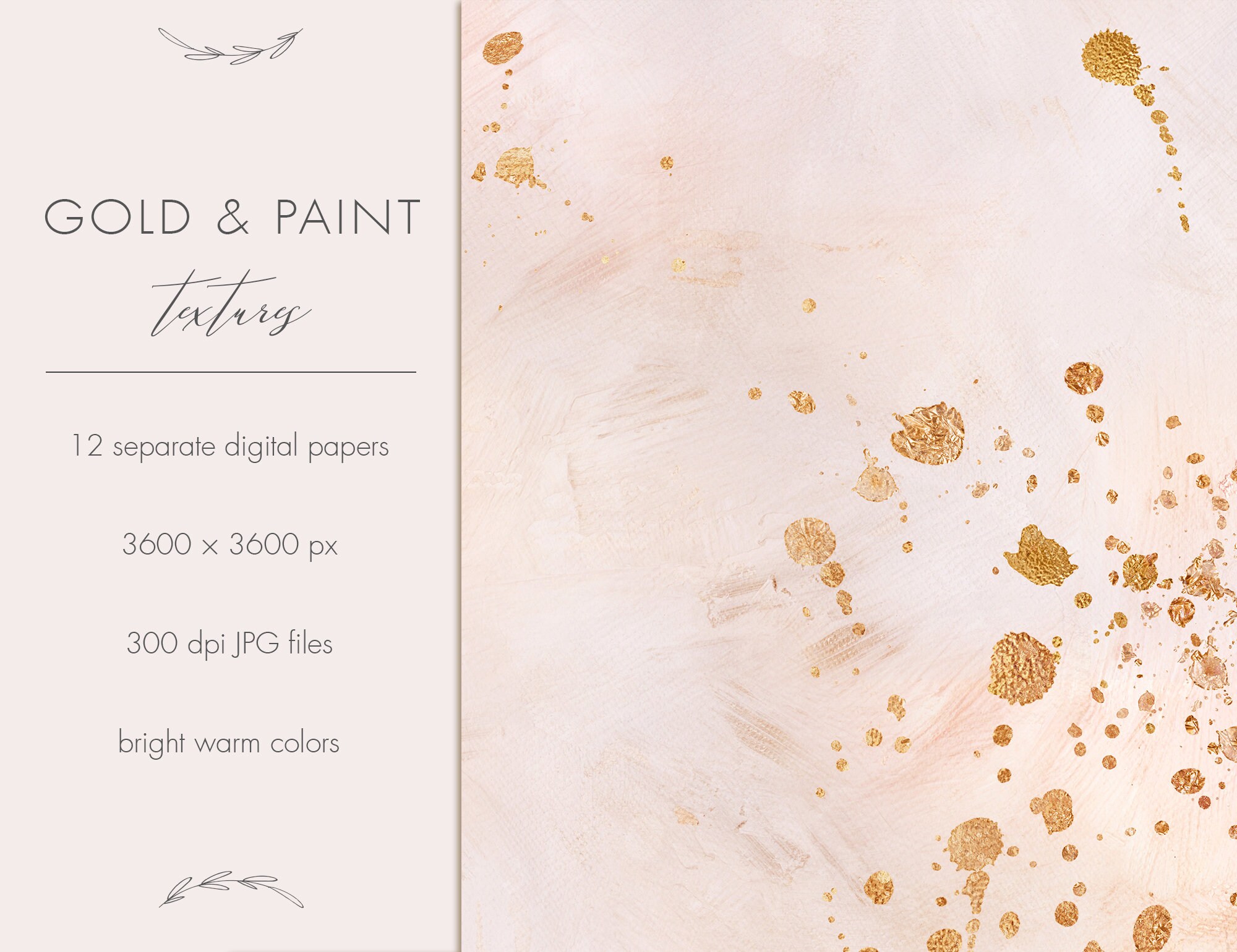 Blush Gold Paint Textures: Digital Paper Pack (12"x12") - Etsy