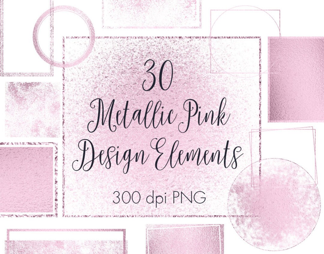Pink Foil Design Elements, Metallic Pink Design Elements, Pink Circles ...