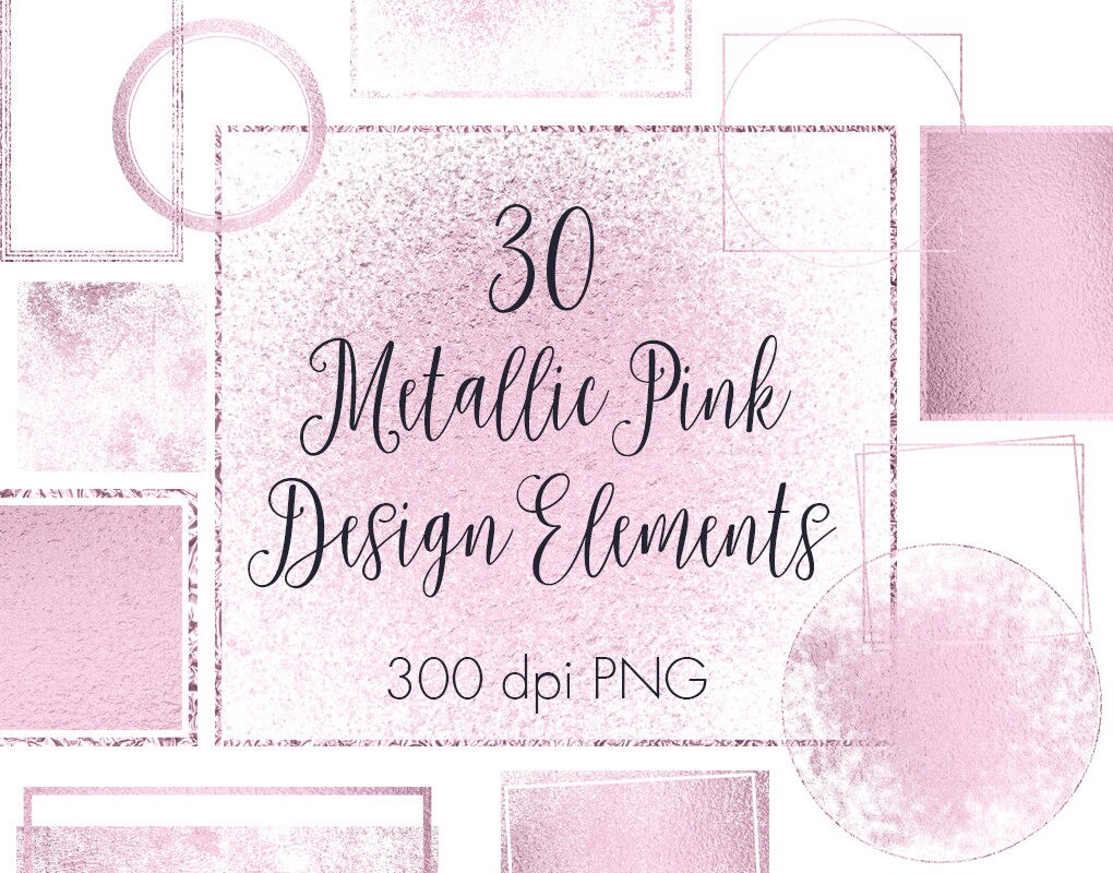 Pink foil design elements Metallic pink design elements Pink | Etsy