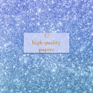 Buy 3 Pay for 2, Blue Glitter Digital Paper, Blue Bokeh Paper Pack ...