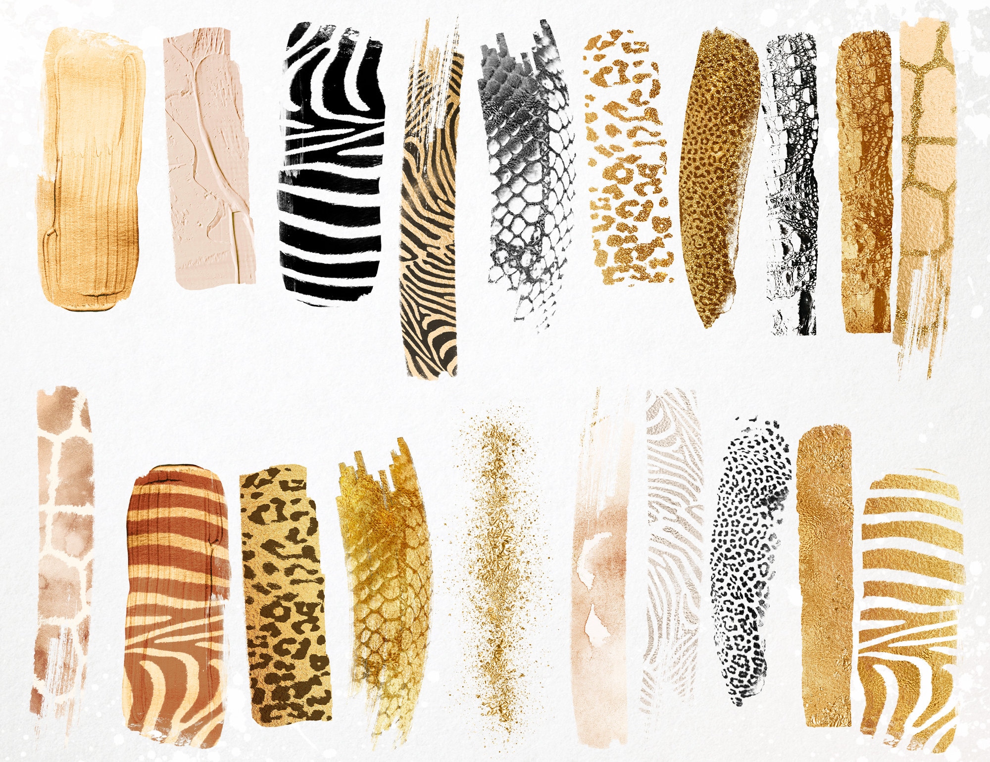Safari Brush Strokes Clipart Gold Brush Strokes Gold Zebra - Etsy