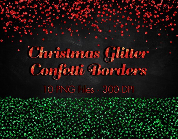 Christmas confetti borders glitter confetti red green | Etsy