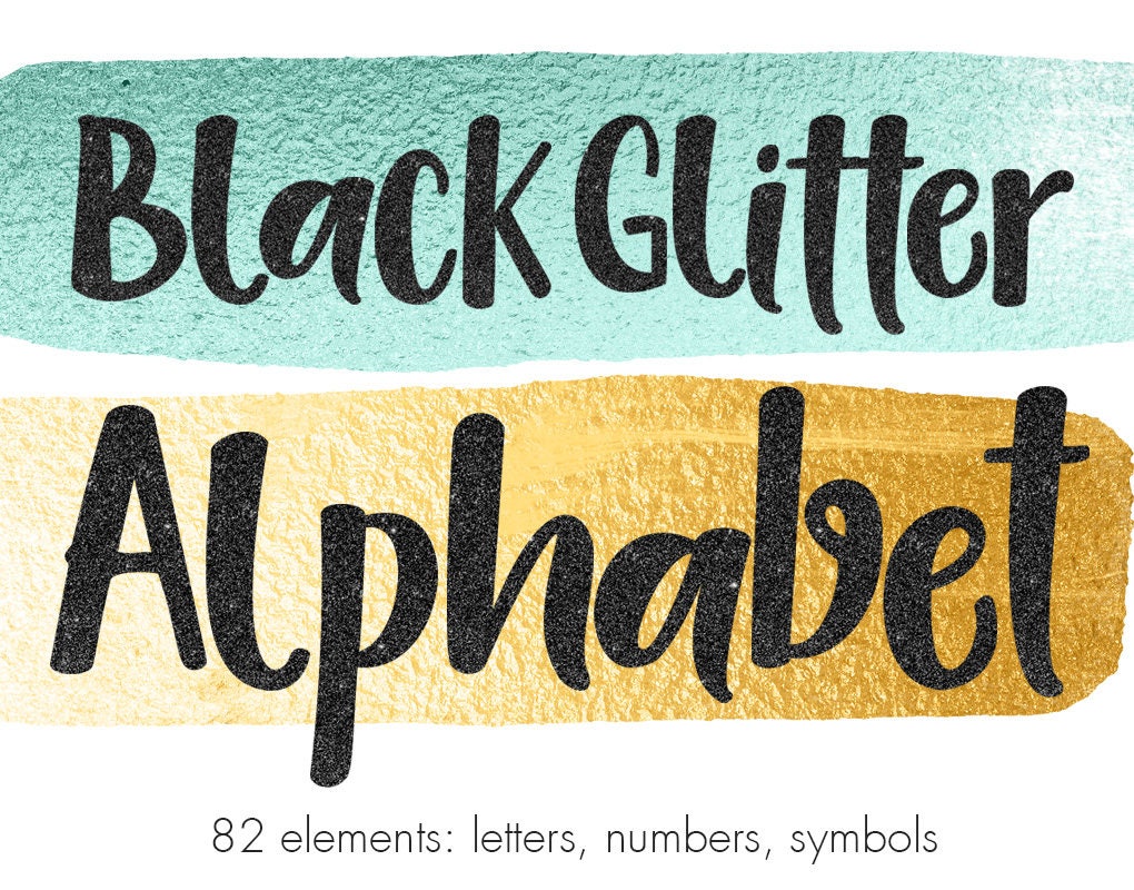 Black Glitter Alphabet Black Alphabet Letters Clipart - Etsy
