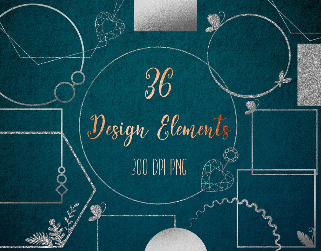 Silver Design Elements Clipart, Logo, Banner, Silver Glitter, Silver ...