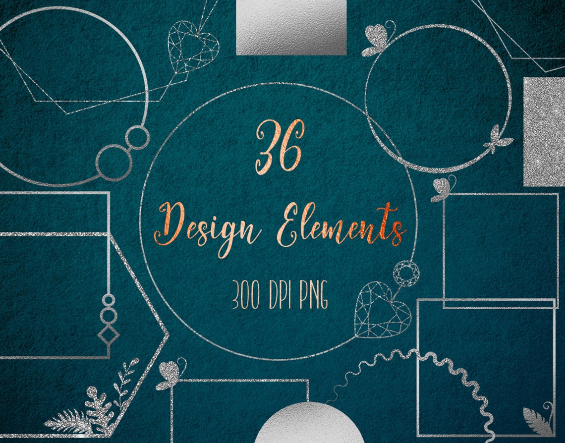 Silver Design Elements Clipart Logo Banner Silver Glitter - Etsy