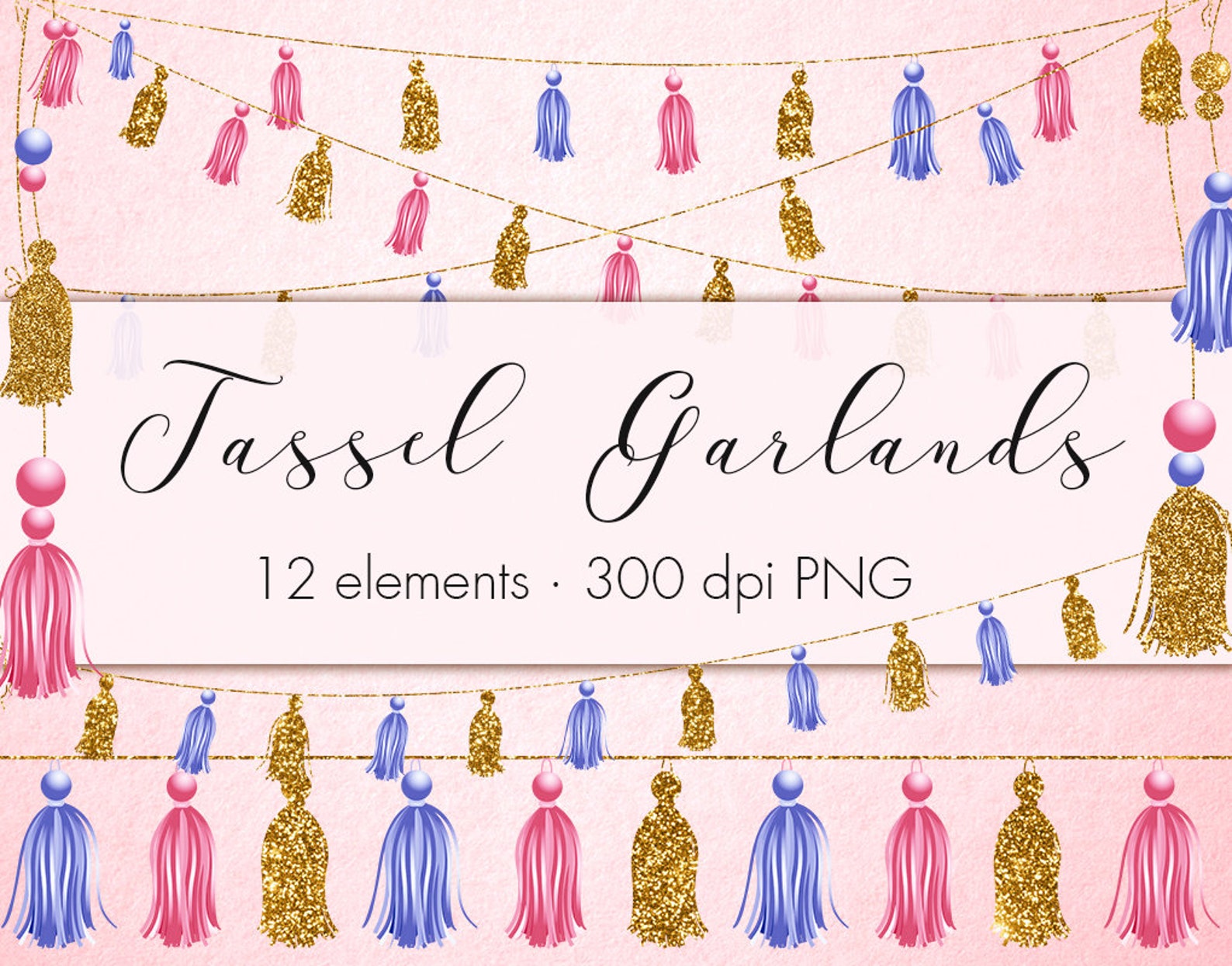 Gold Tassel Garlands Clipart String Tassel Garlands Clip - Etsy