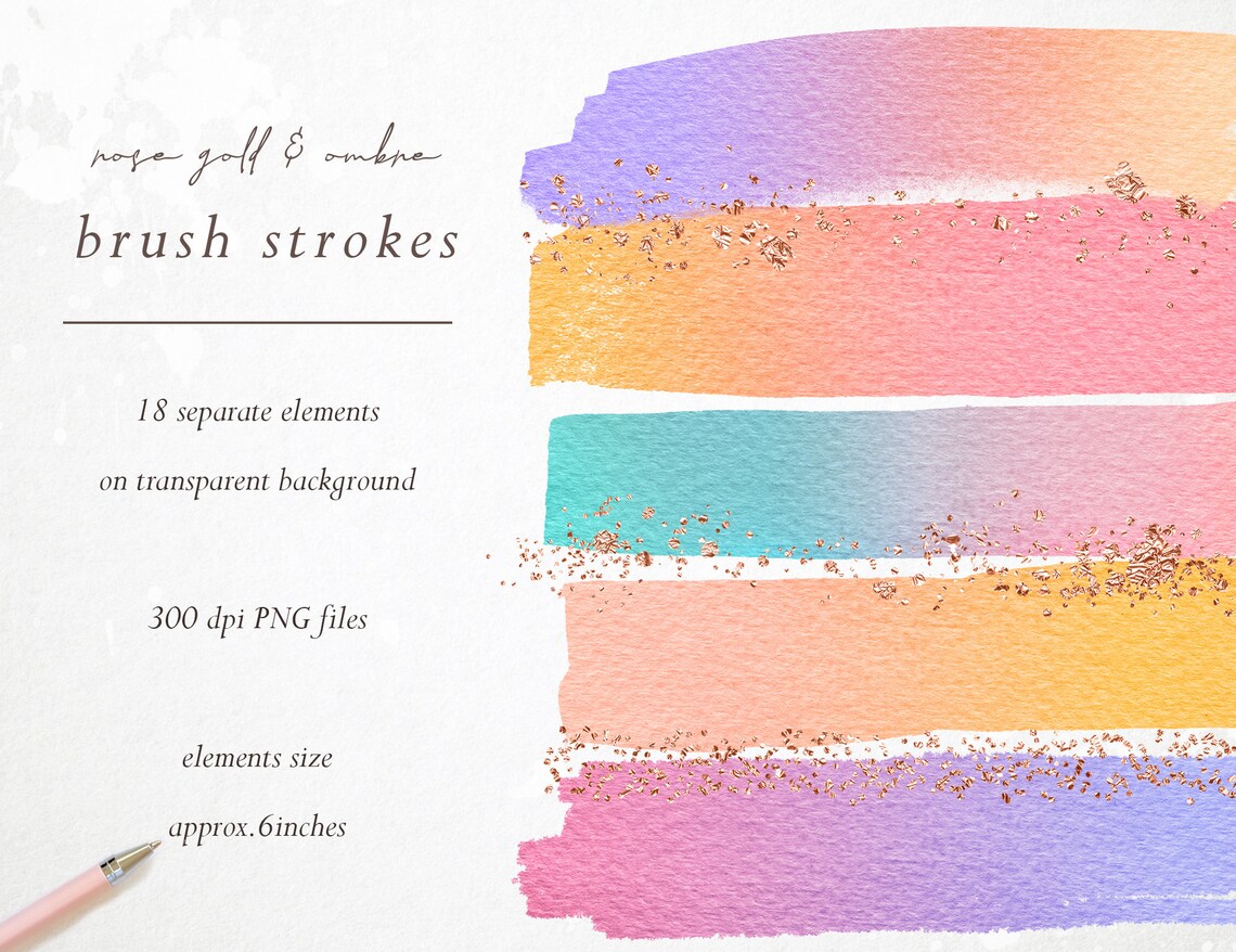 Rainbow Brush Strokes Clipart Rainbow Watercolor Brush | Etsy