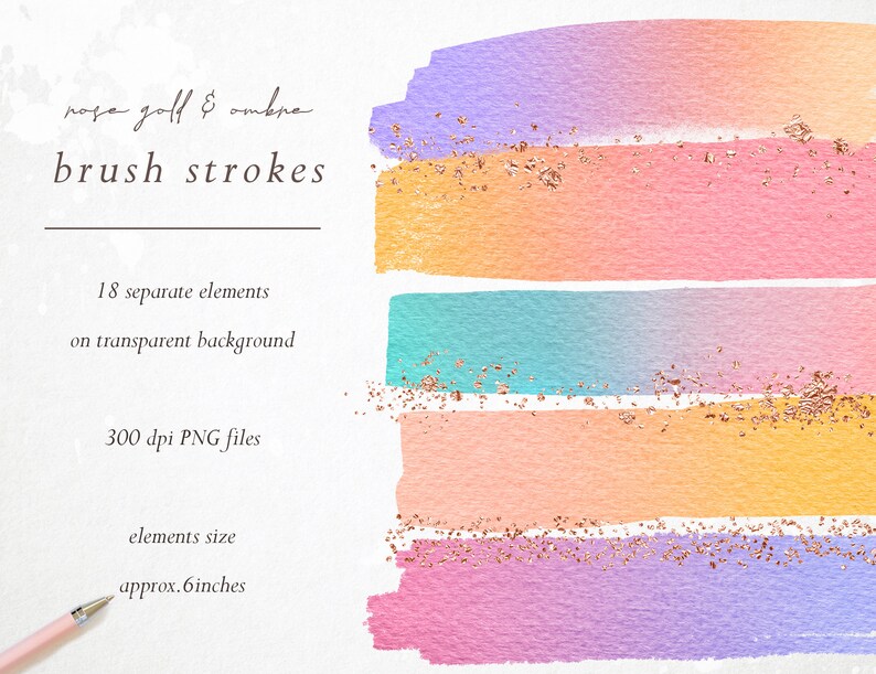 Rainbow Brush Strokes Clipart Rainbow Watercolor Brush | Etsy