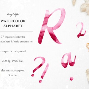 Pink Watercolor Alphabet Clipart, Watercolor Letters Clipart ...