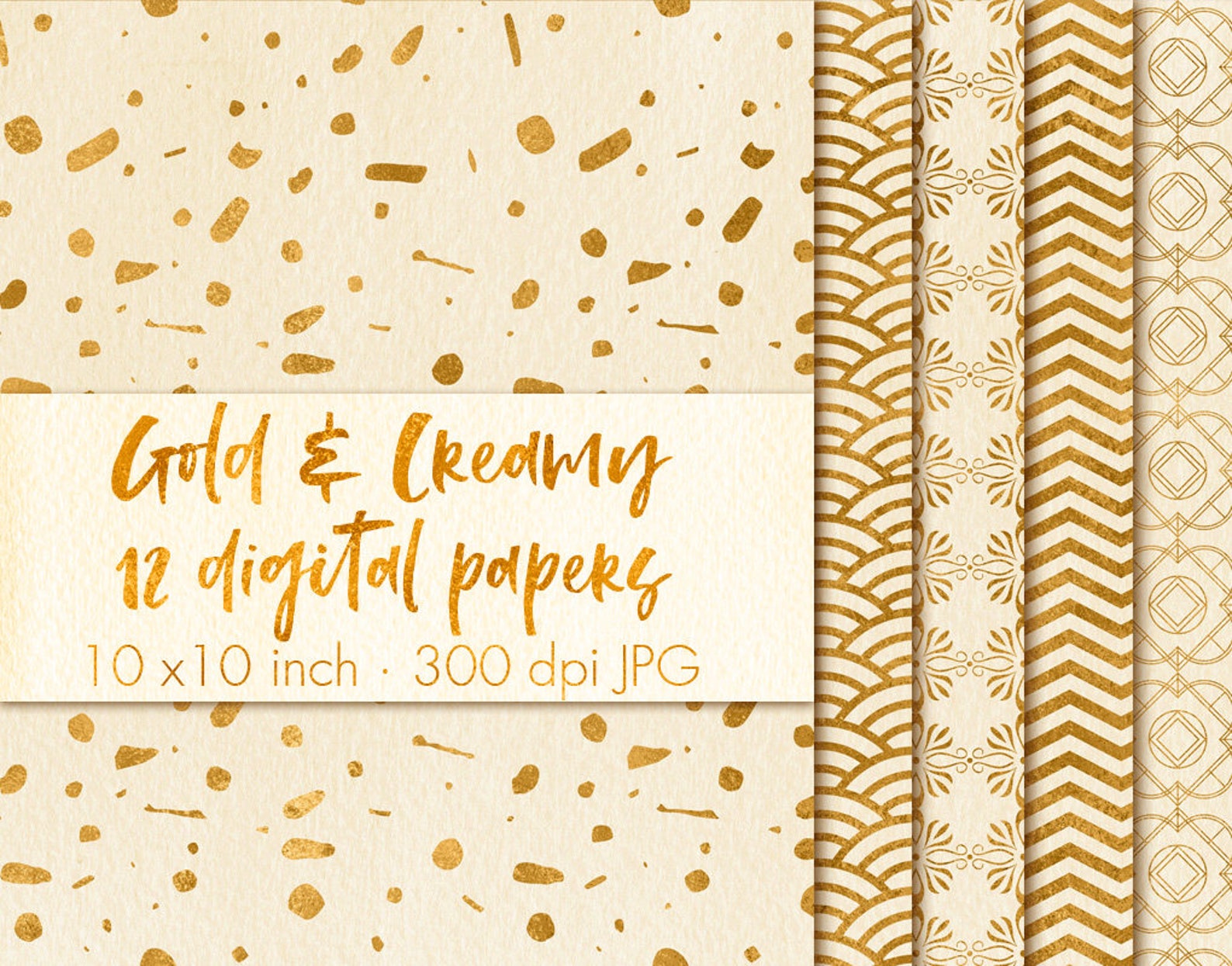 Gold Digital Paper Pack Gold Paper Clipart Gold Abstract | Etsy