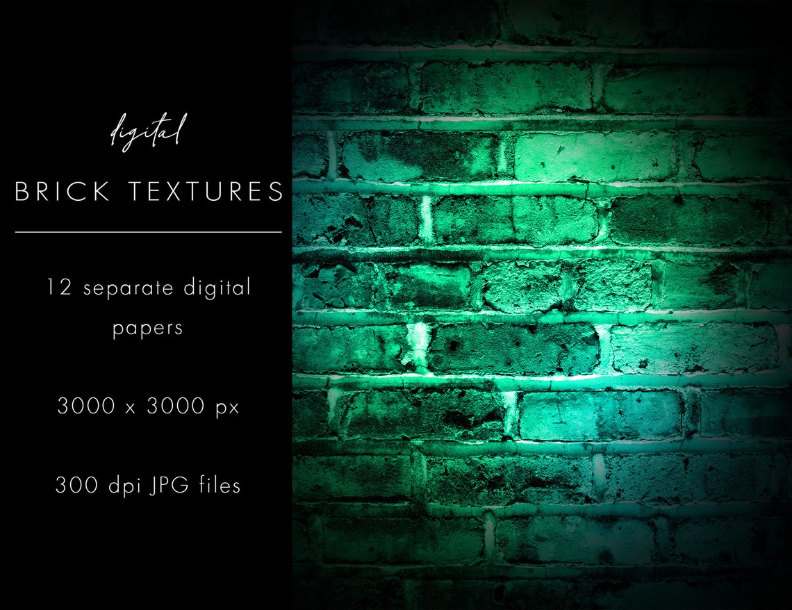 Neon Brick Digital Paper Clipart Neon Brick Wallpaper Neon - Etsy