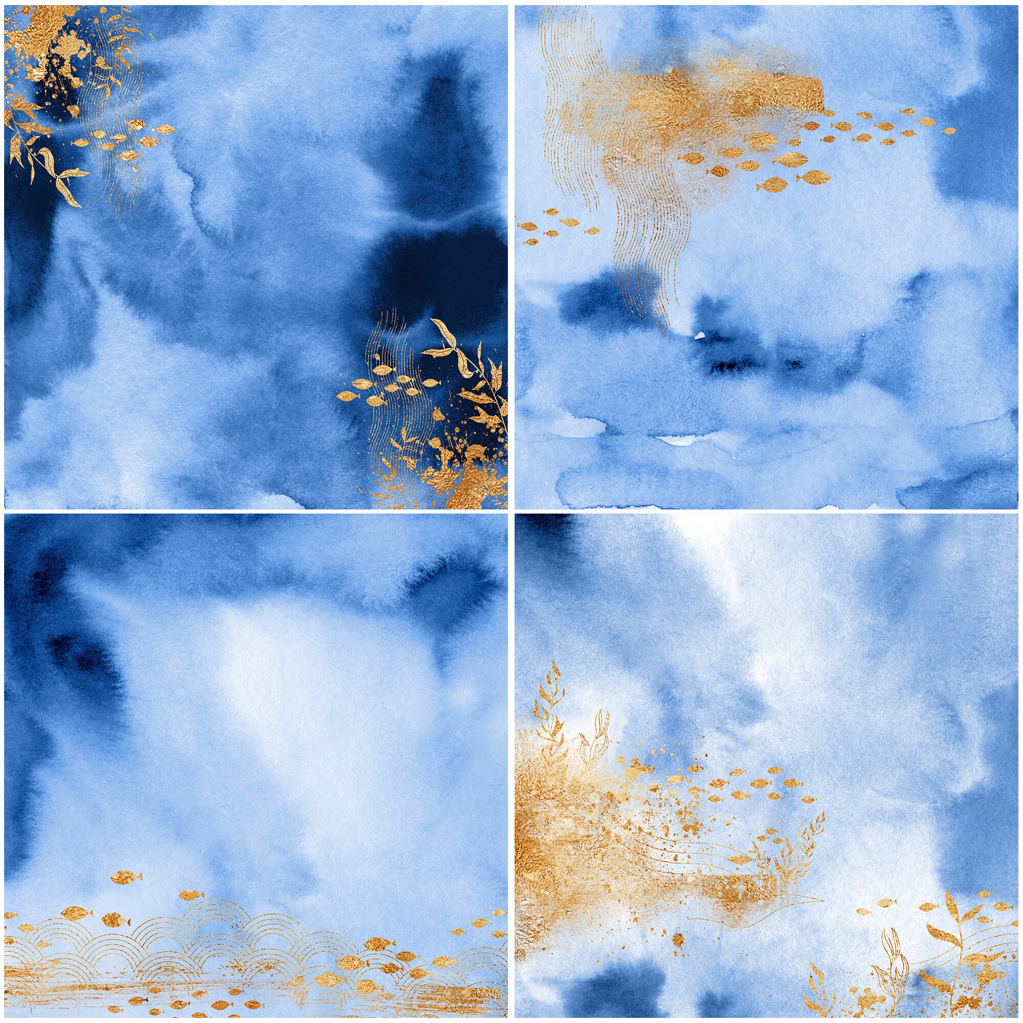 Oceanic Digital Papers Ocean Backgrounds Watercolor Textures - Etsy