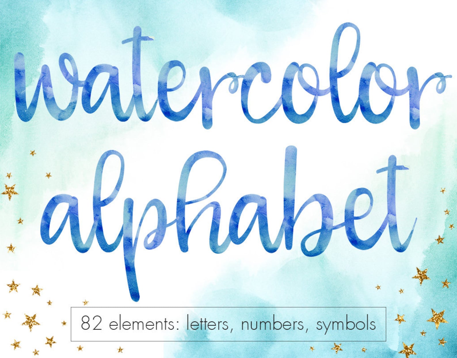 Blue Watercolor Font Watercolor Alphabet Clipart Watercolor - Etsy