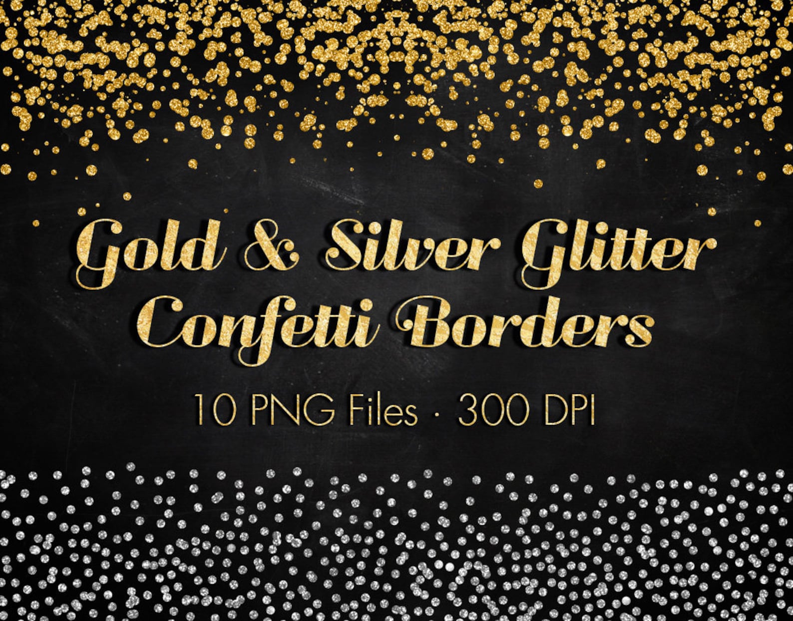 Silver & Gold Confetti Frames Clipart Christmas Border | Etsy
