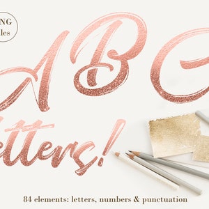 Rose Gold Glitter Alphabet Clip Art: Ombre Letters & Numbers (digital ...