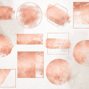 Rose Gold Design Elements Clipart, Rose Gold Circles, Rose Gold Squares, Rose Gold Rectangles ...