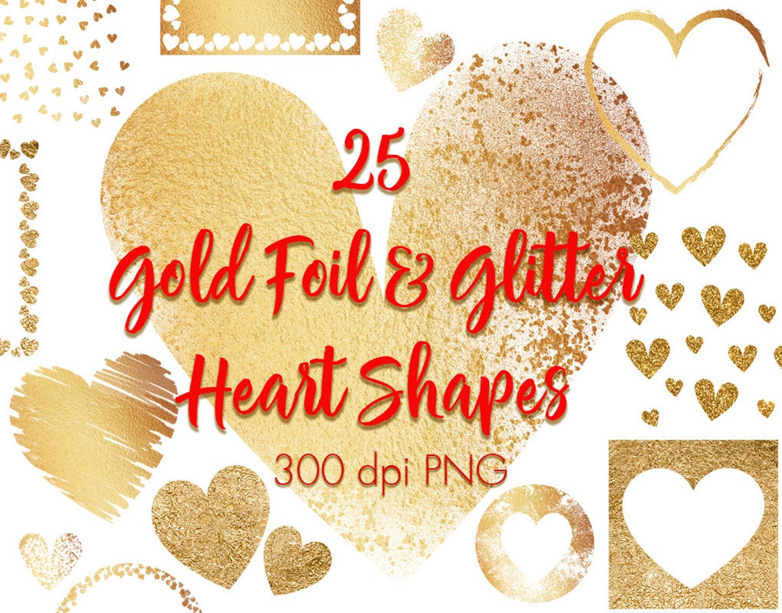 Gold Hearts Clip Art Gold Design Elements Clipart Gold Foil - Etsy