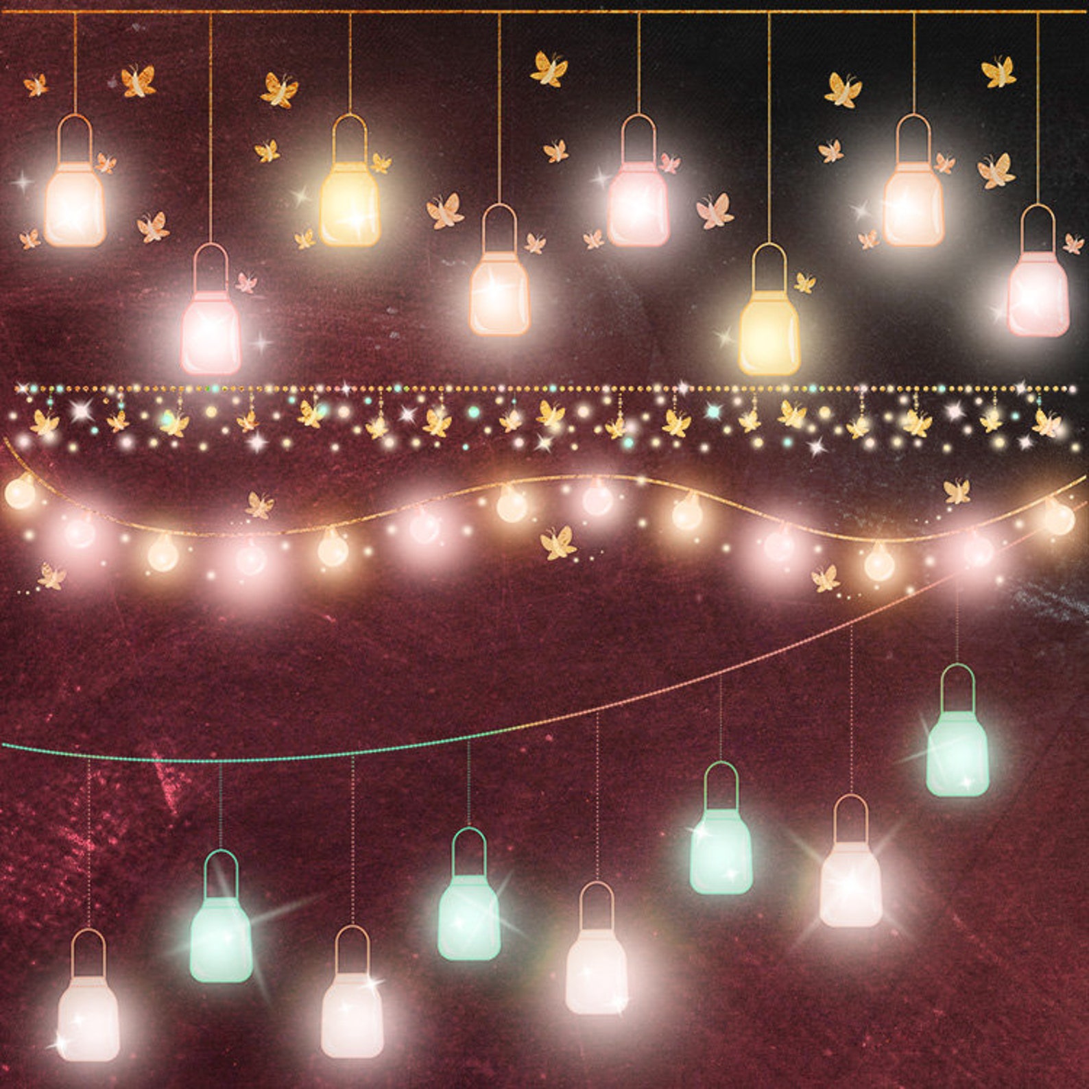 Glowing Party Lights Bunting Lights Overlays String Lights - Etsy