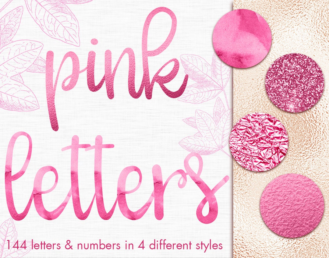 Pink Metallic Alphabet Clipart, Pink Font, Lower Case Letters, Foil ...