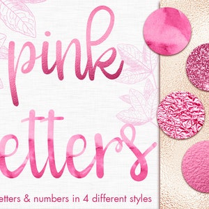 Pink Metallic Alphabet Clipart, Pink Font, Lower Case Letters, Foil ...